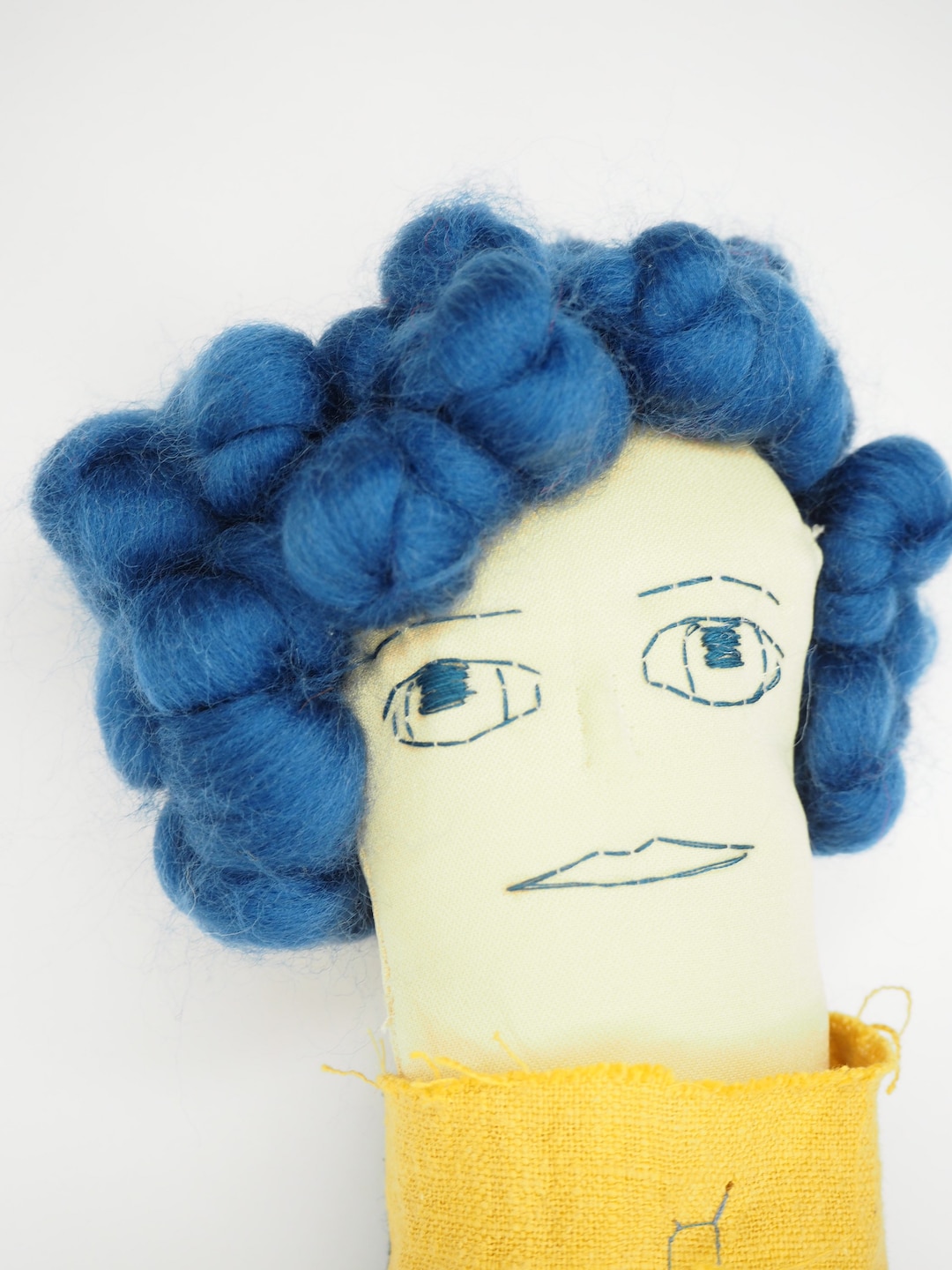 Miss Maude Blue Hair Linen Cloth Doll Art Doll - Etsy