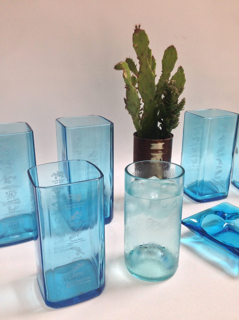 Bombay Saphire Blue Reclaimed Glass Vase - Etsy