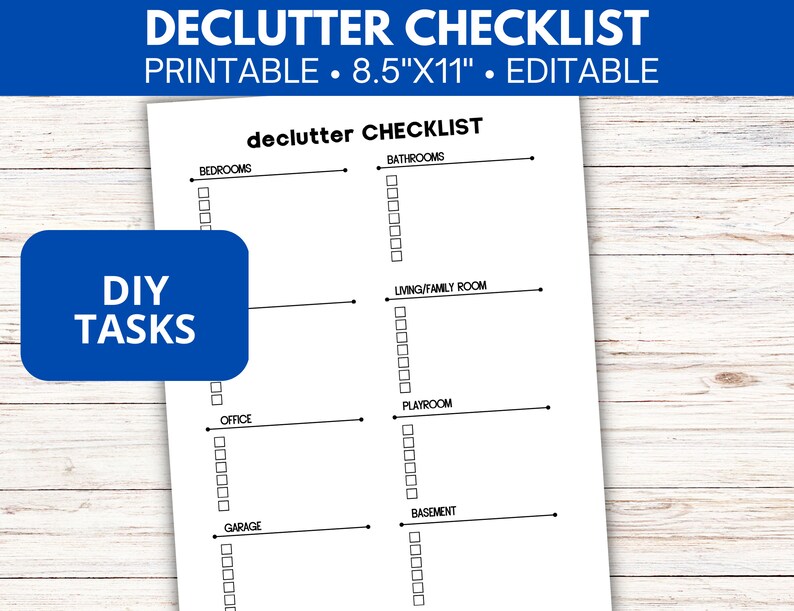 Declutter Checklist Printable, Spring Cleaning Checklist, Cleaning ...