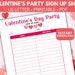 Sign up Sheet Template for Valentine's Day Party, Potluck Sign up Sheet ...