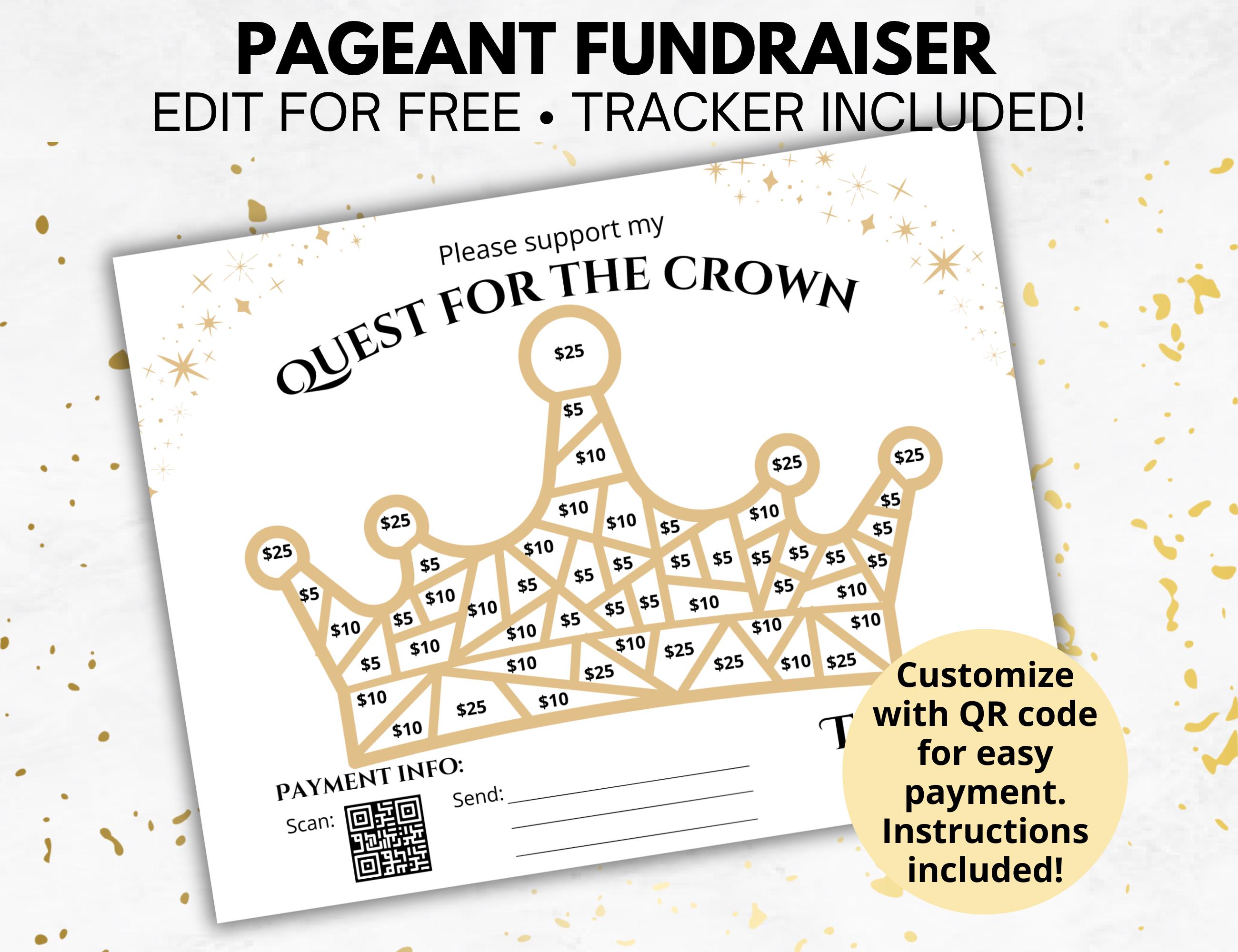 Pageant Fundraiser Template, QR Code, Editable Fill My Crown Form ...