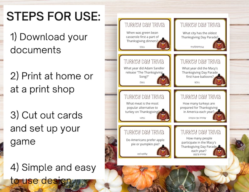 Thanksgiving Trivia Cards Printable, Thanksgiving Game for Family ...