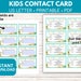 Kids Summer Contact Card, Editable Play Date Card, End of School ...