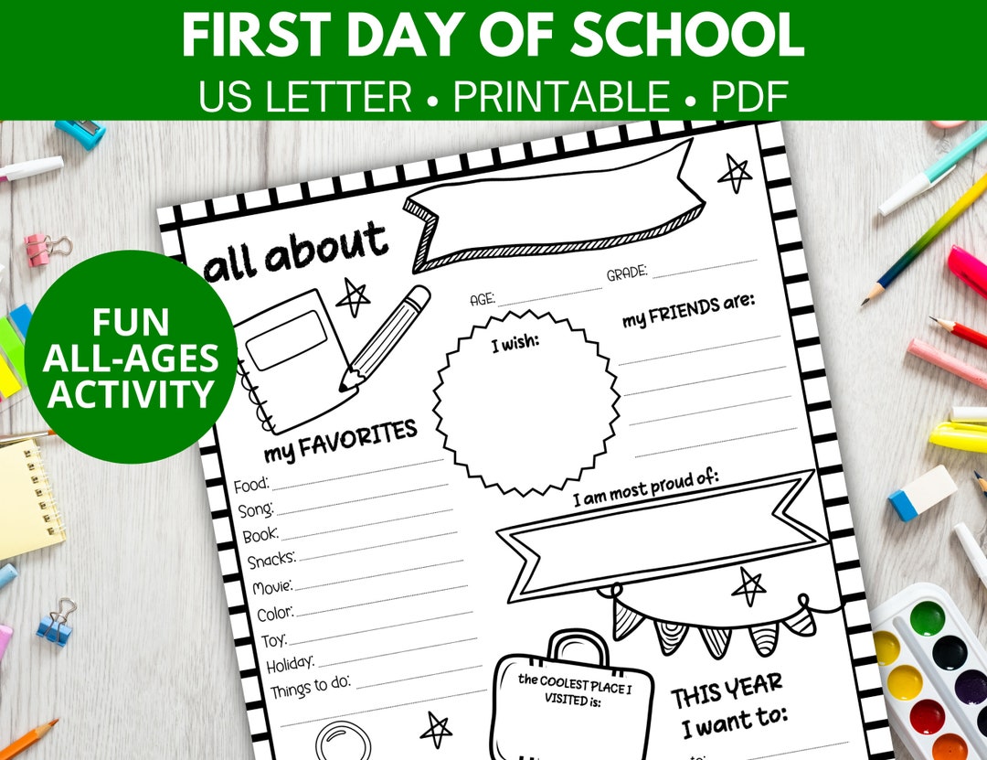 First Day of School Interview, All About Me Kids Printable, Back to ...