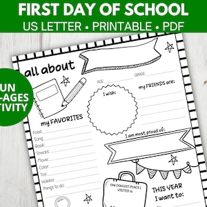 First Day of School Interview, All About Me Kids Printable, Back to ...