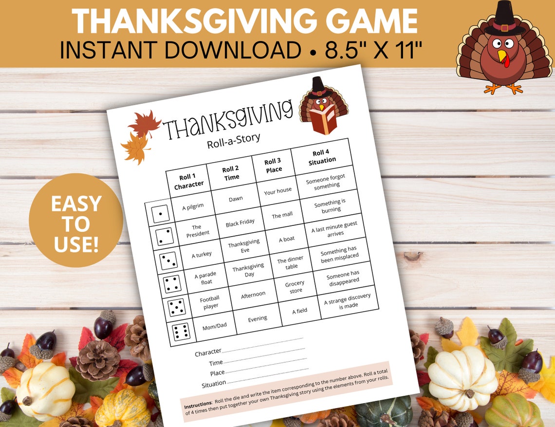 Thanksgiving Roll a Story Dice Game, Thanksgiving Classroom Games ...