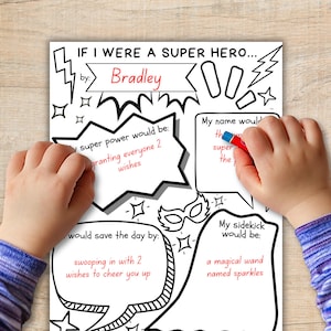 If I Were a Superhero Printable, Superhero Party Activity, Classroom ...