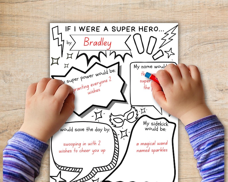 If I Were a Superhero Printable, Superhero Party Activity, Classroom ...