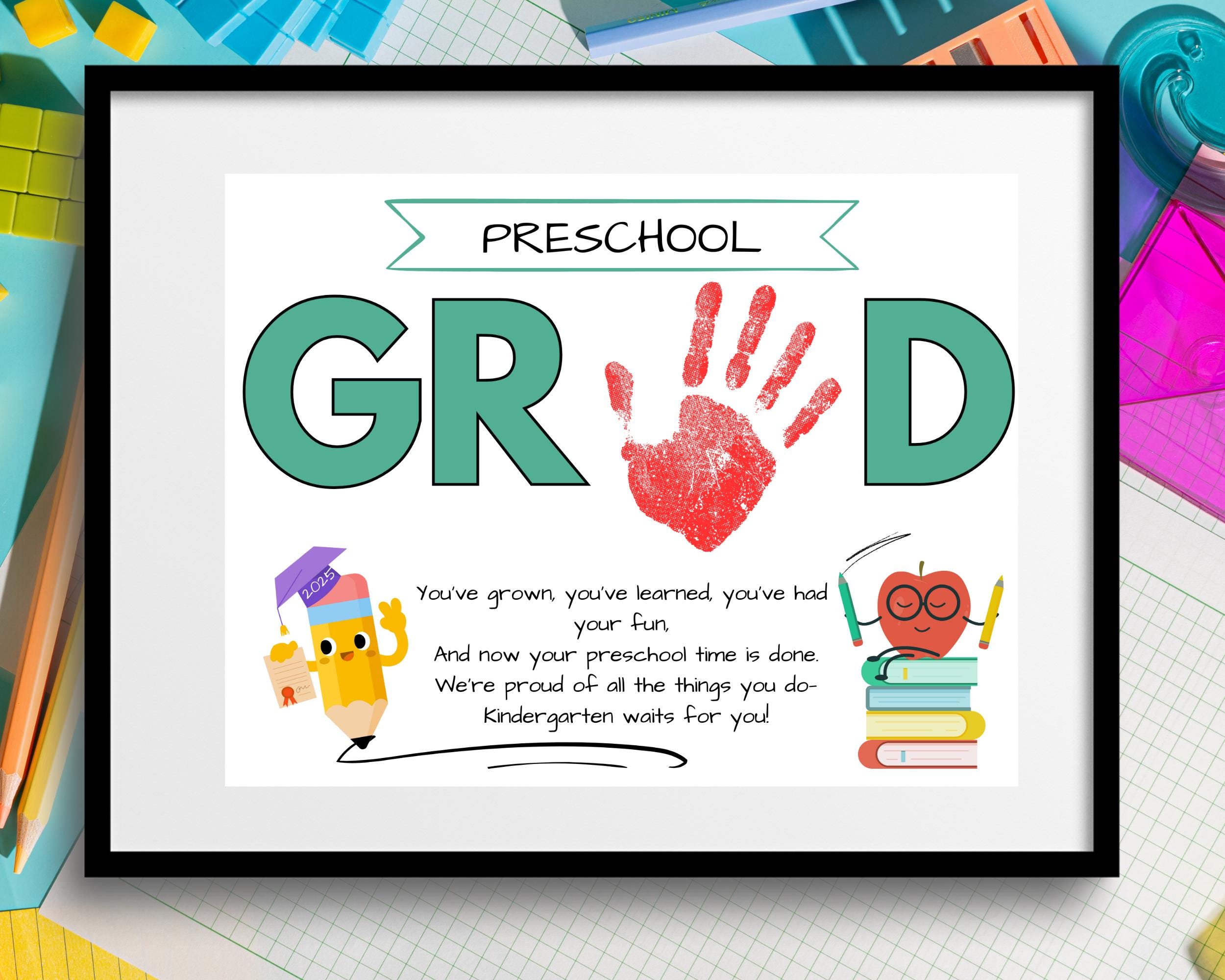 Preschool Graduation Handprint Art, Printable Preschool Keepsake, Last ...