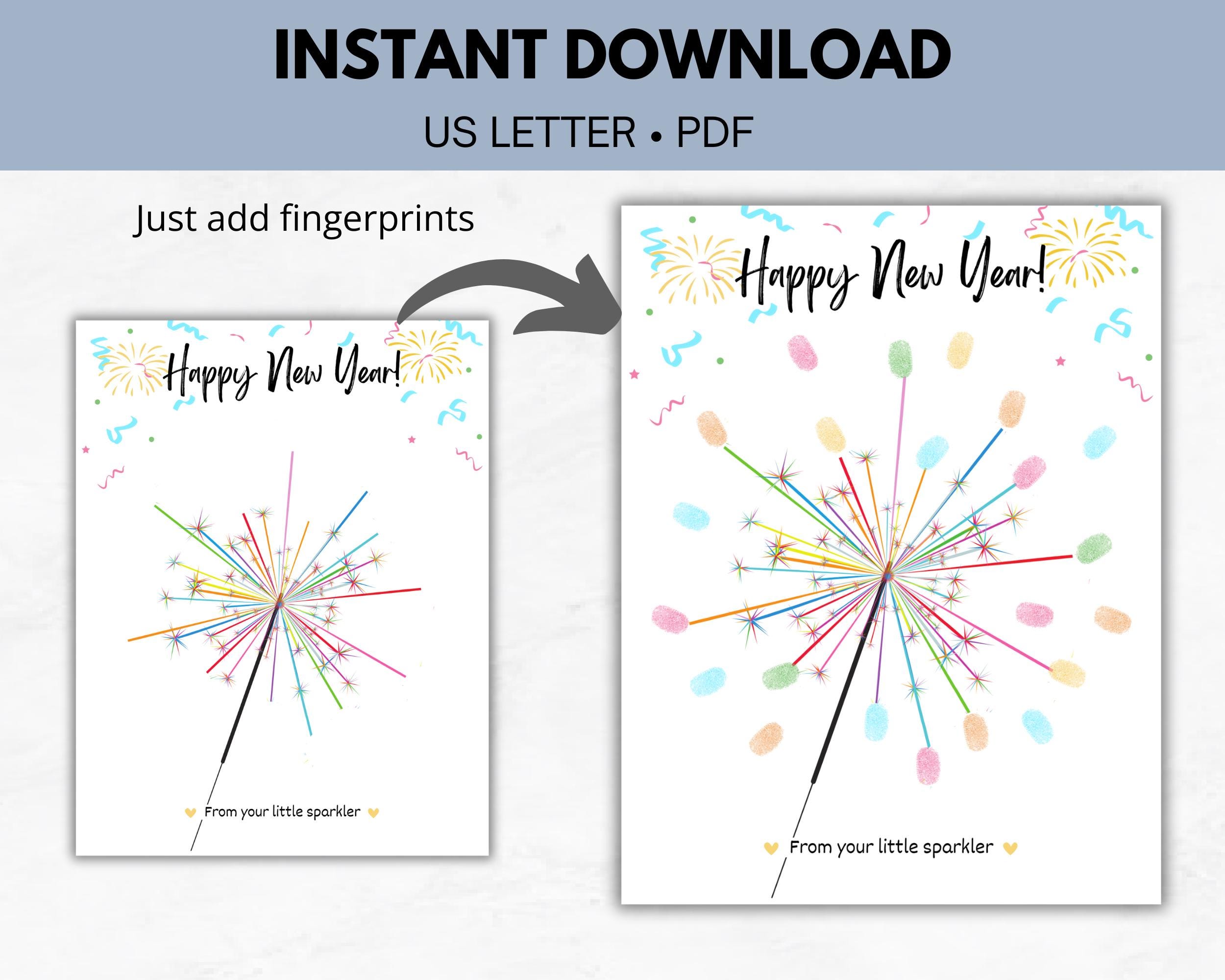 New Years Handprint Craft Printable, Noon Years Eve Classroom Activity ...