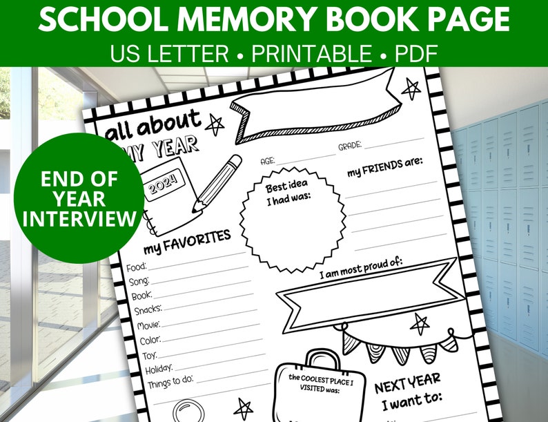 Last Day of School Interview, All About My Year Printable, Year in ...