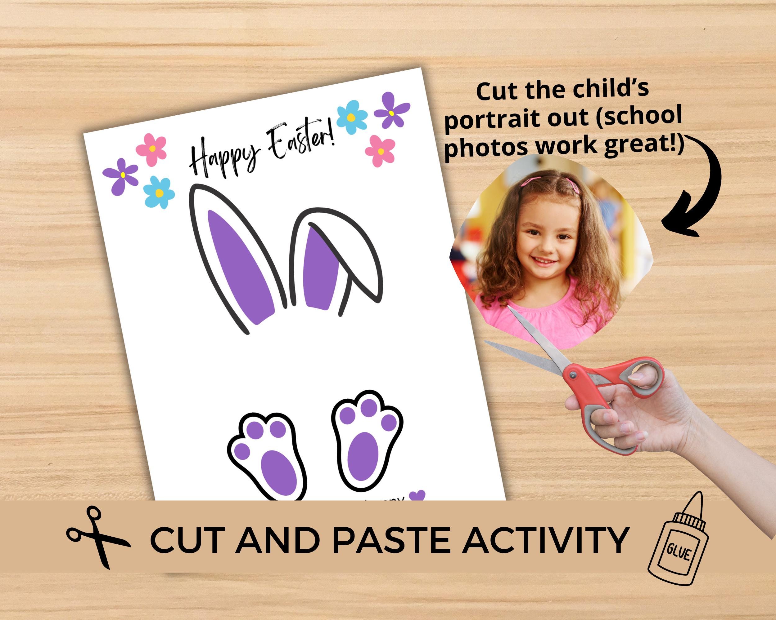 Easter Bunny Printable Craft, Kids Photo Art, Spring Activity ...