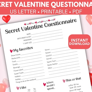 Secret Valentine Questionnaire, Teacher Gift Exchange Ideas, Coworker ...