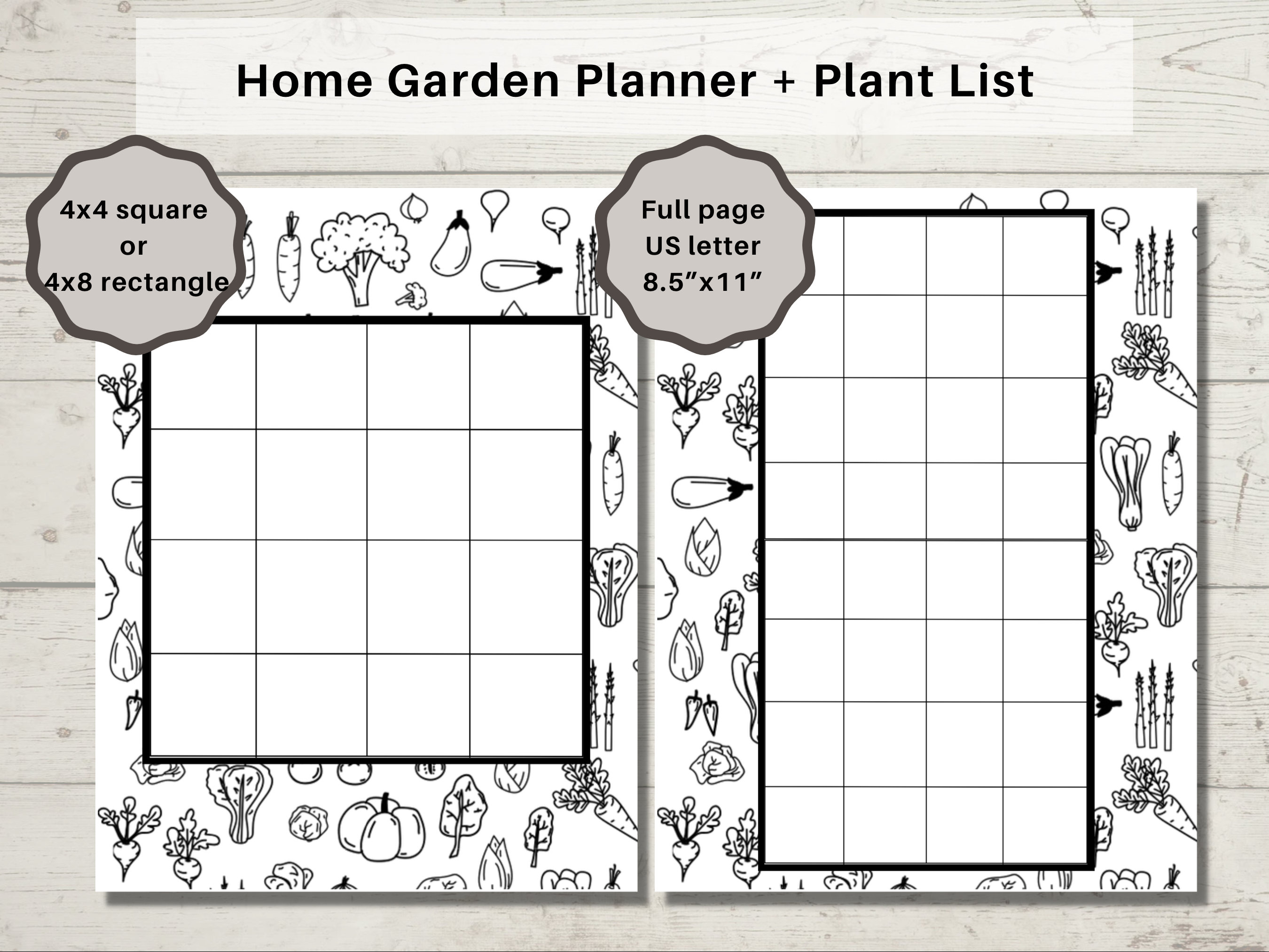 Vegetable Garden Printable Map With Plant List, Square Garden Planner ...