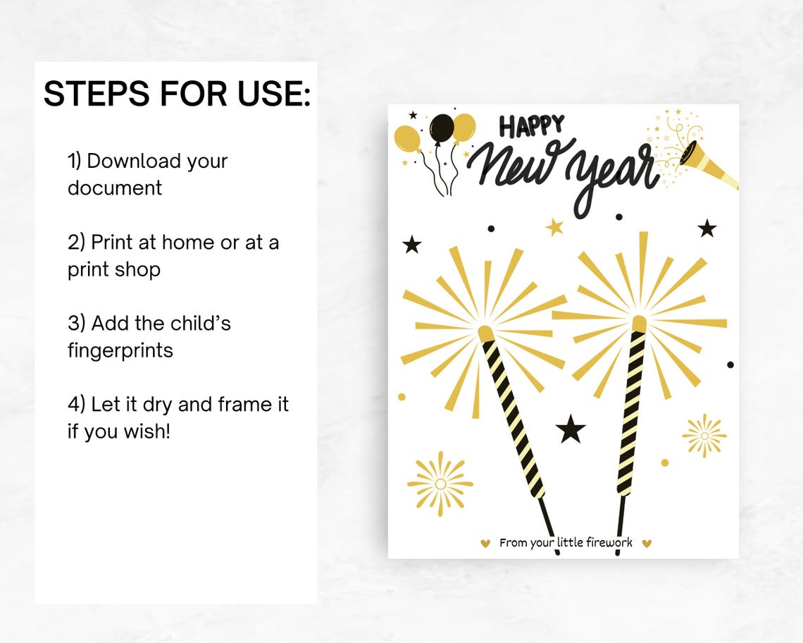 New Years Handprint Craft Sparklers, Printable Noon Years Eve Activity ...