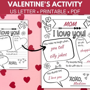 Why I Love You Printable Activity for Kids, Valentines Day Gift From ...