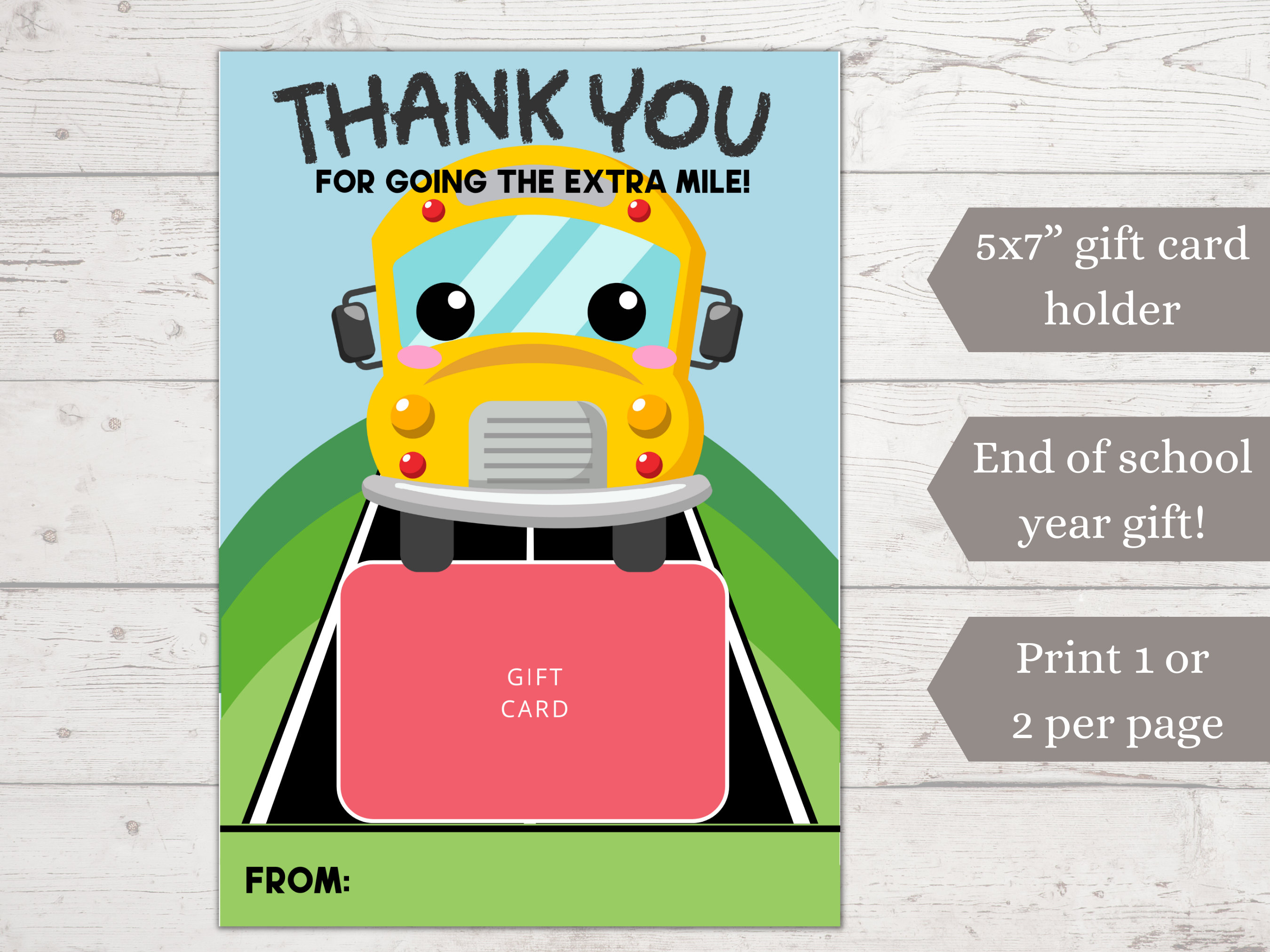 Bus Driver Gift Card Holder, Printable Appreciation Gift, Thank You ...