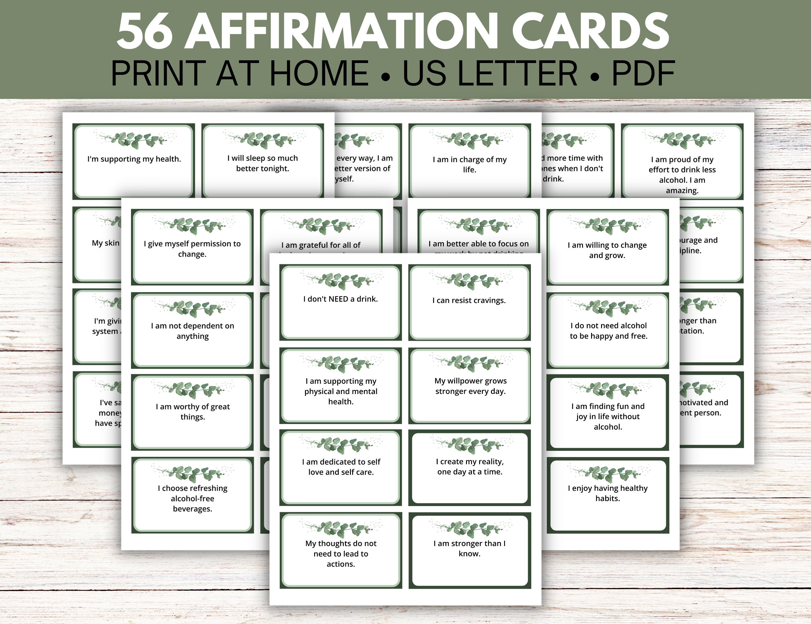 Sober Affirmation Cards Printable, Sobriety Gift, Alcohol Free ...