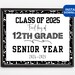 First Day of Senior Year Printable Sign, Class of 2025, Last First Day ...
