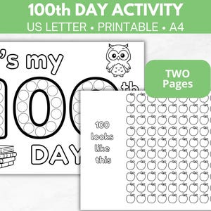 100th Day of School Dot Marker Coloring Pages, 100 Days of School ...