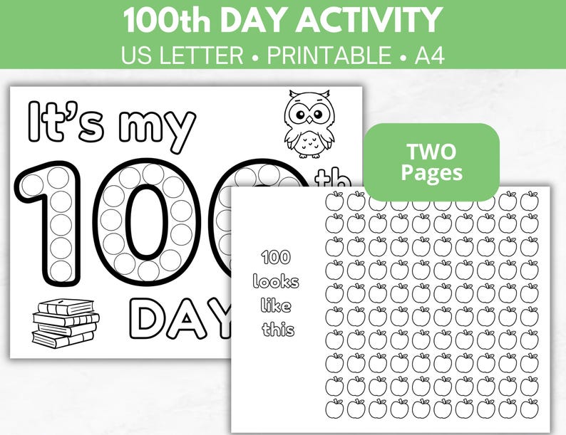 100th Day of School Dot Marker Coloring Pages, 100 Days of School ...