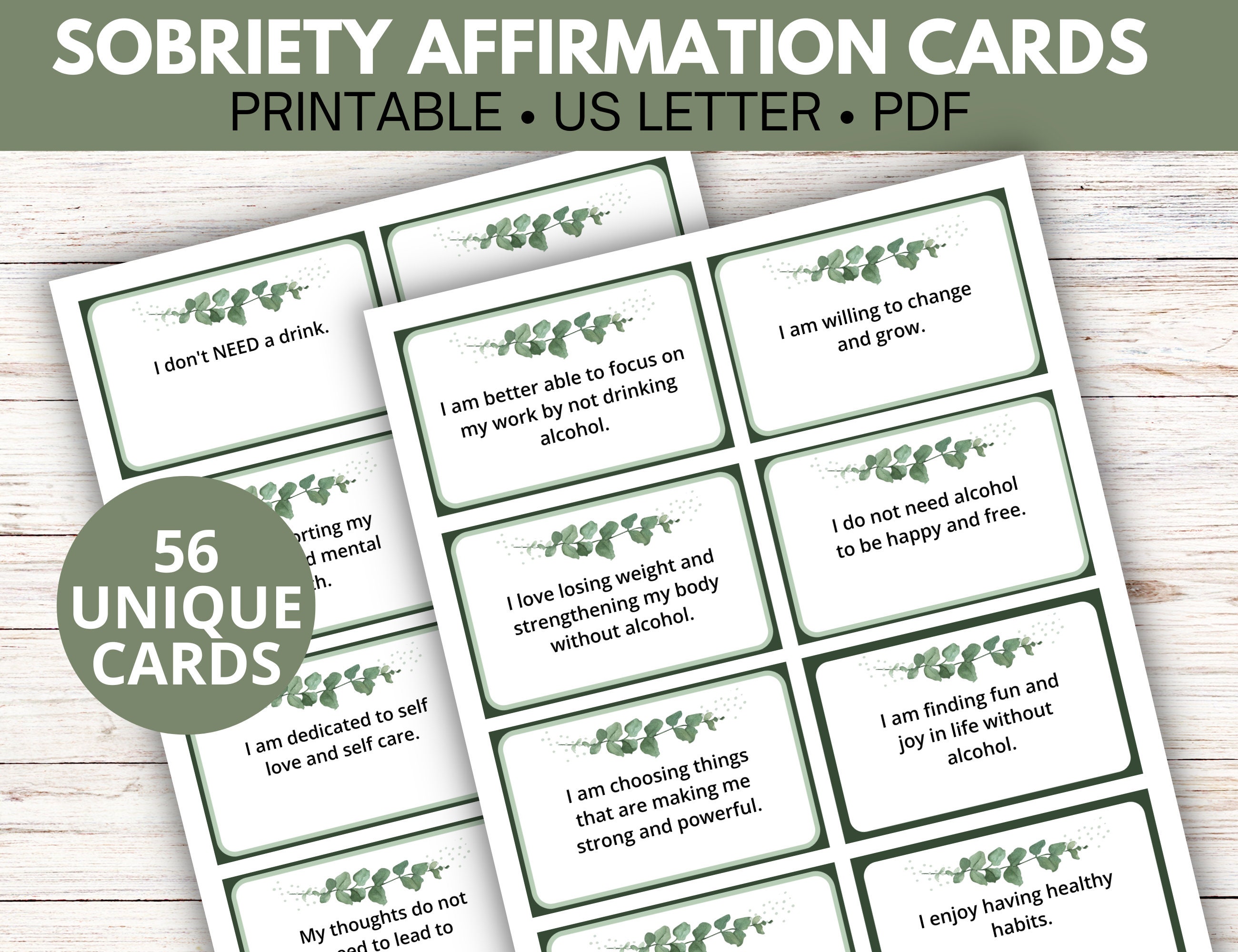 Sober Affirmation Cards Printable, Sobriety Gift, Alcohol Free ...