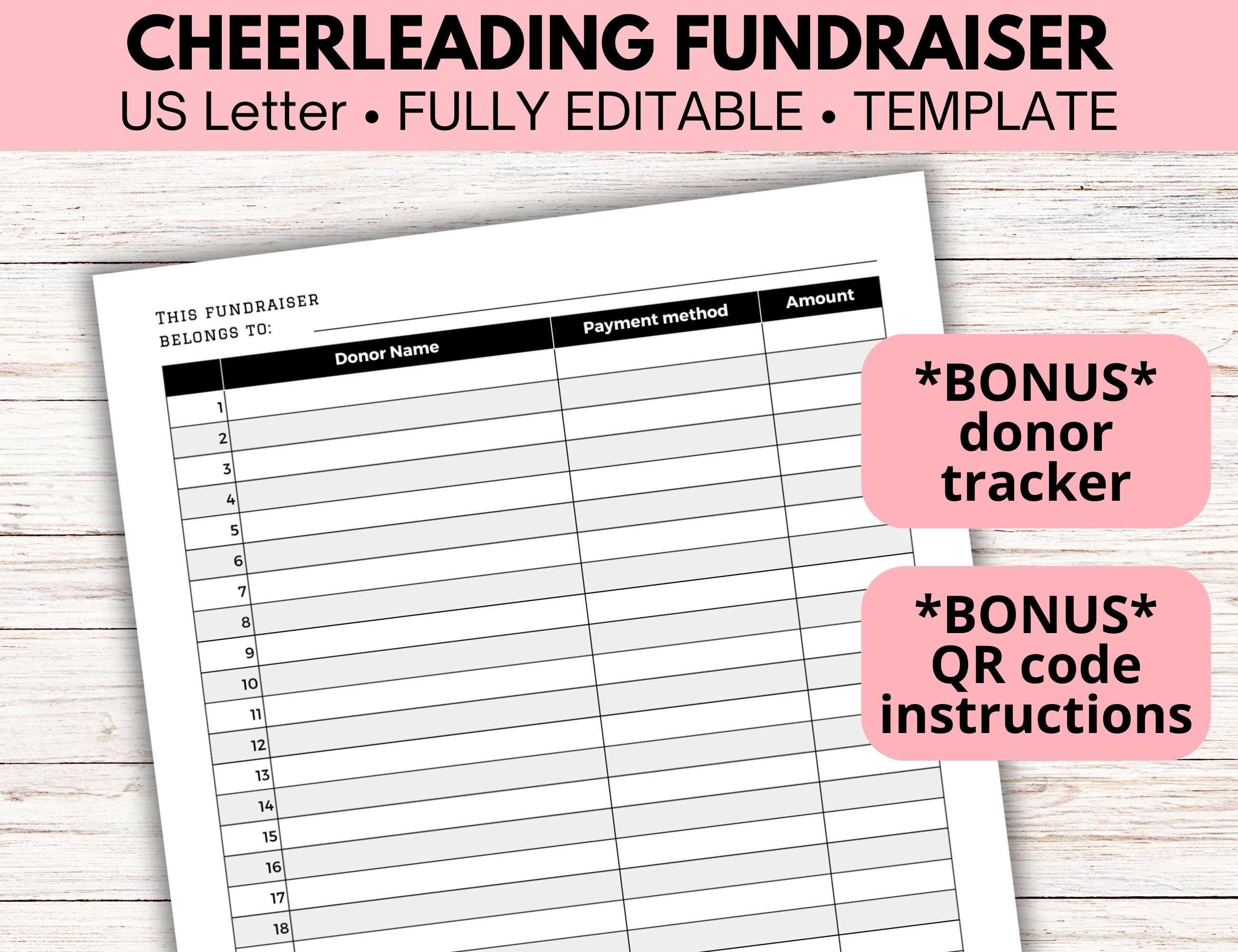 Cheer Fundraiser Template W QR Code, Editable Fill My Pom Pom, Cheer ...