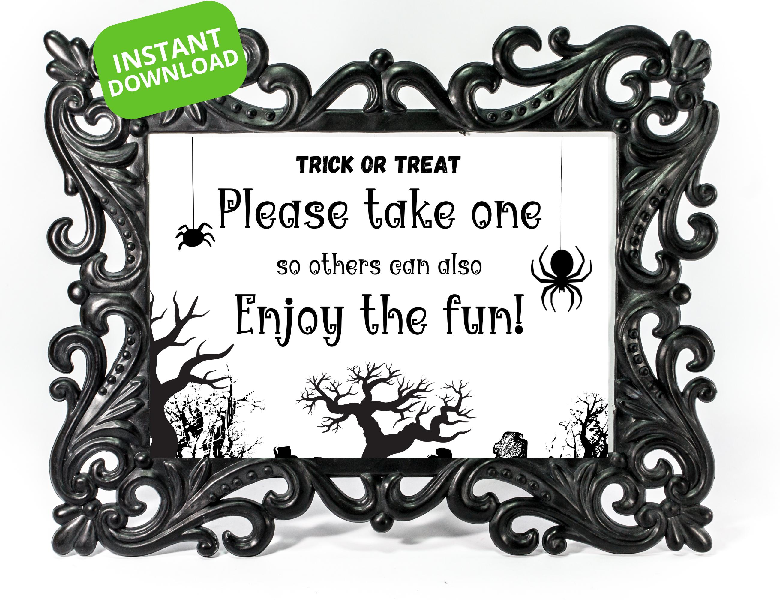 Halloween Door Sign Printable, Trick or Treat Sign, Please Take One ...