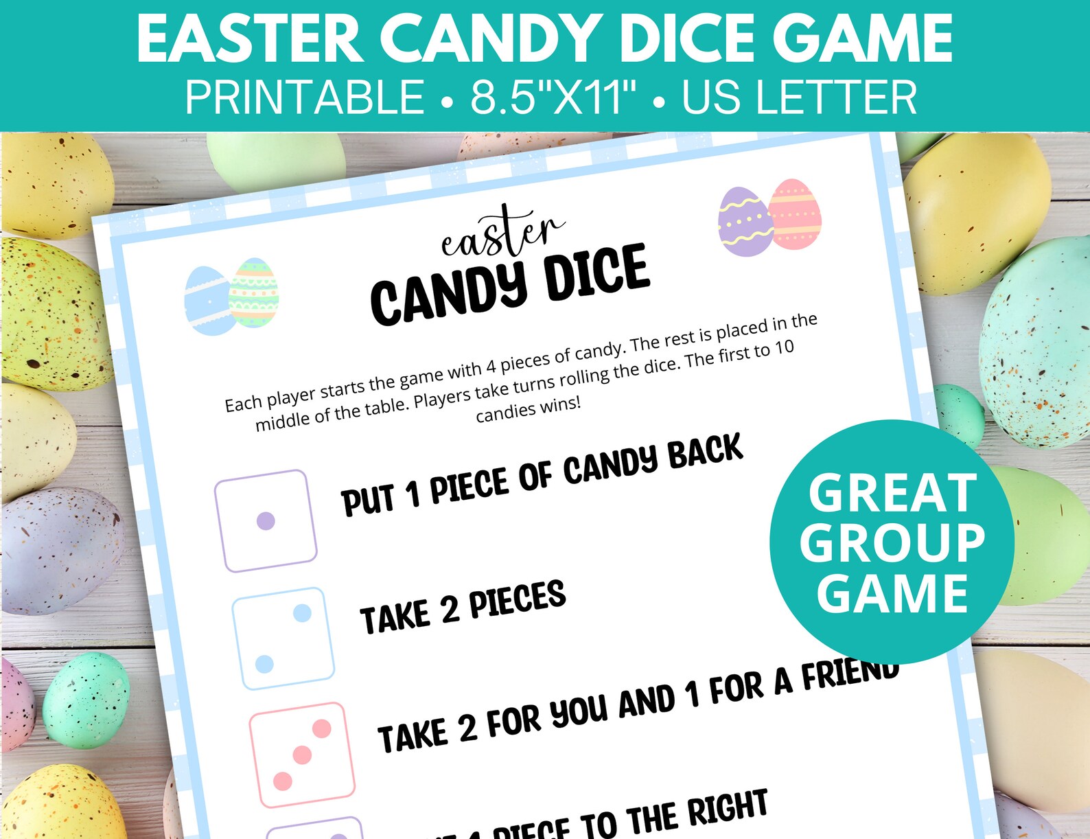 Easter Dice Game, Printable Easter Game for Kids of All Ages, Easter ...