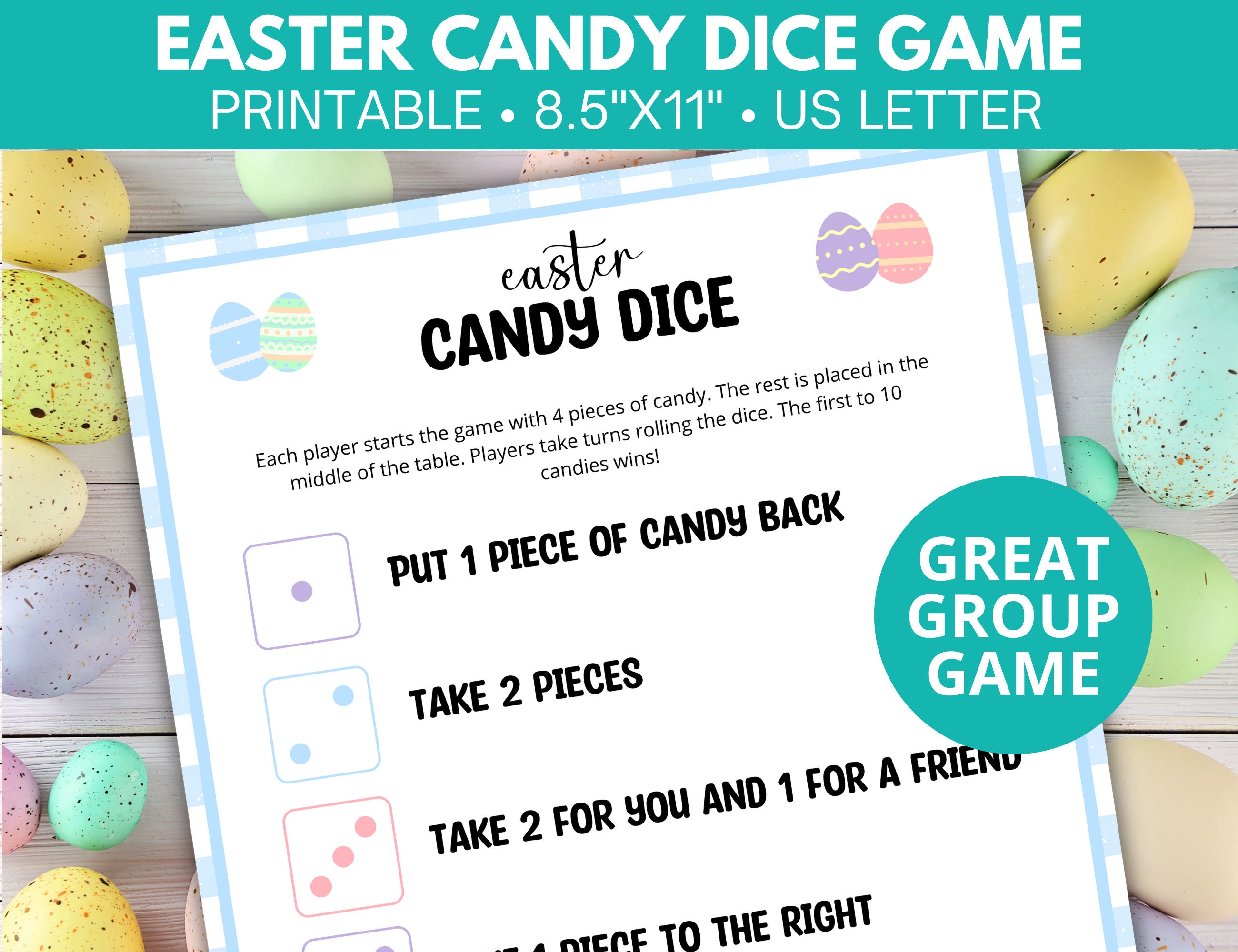 Easter Dice Game, Printable Easter Game for Kids of All Ages, Easter ...
