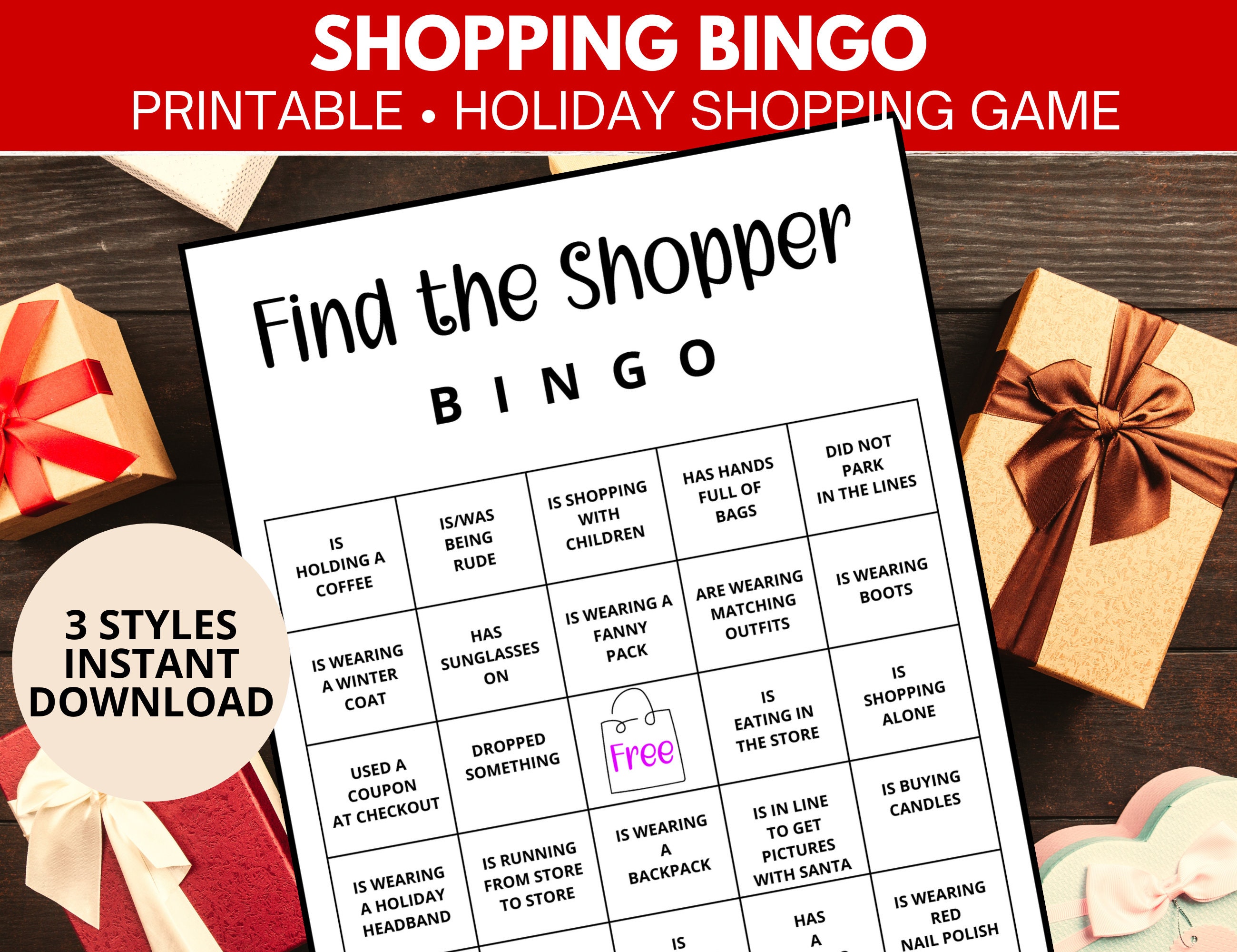 Printable Shopping Bingo Game, Icebreaker Game, Ladies Night, Girls ...