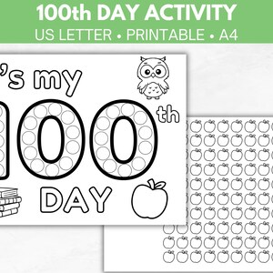 100th Day of School Dot Marker Coloring Pages, 100 Days of School ...