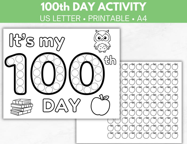 100th Day of School Dot Marker Coloring Pages, 100 Days of School ...