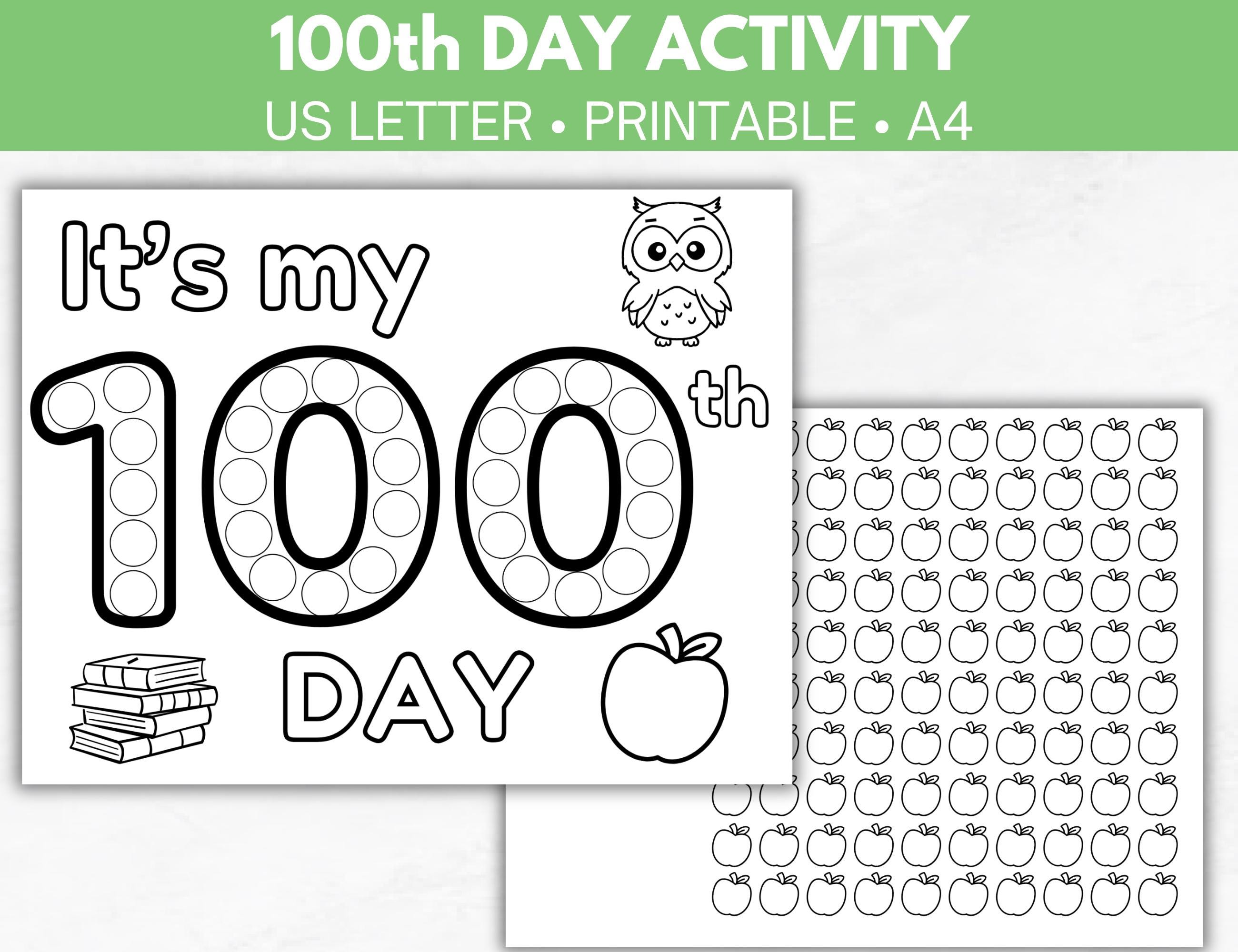 100th Day of School Dot Marker Coloring Pages, 100 Days of School ...