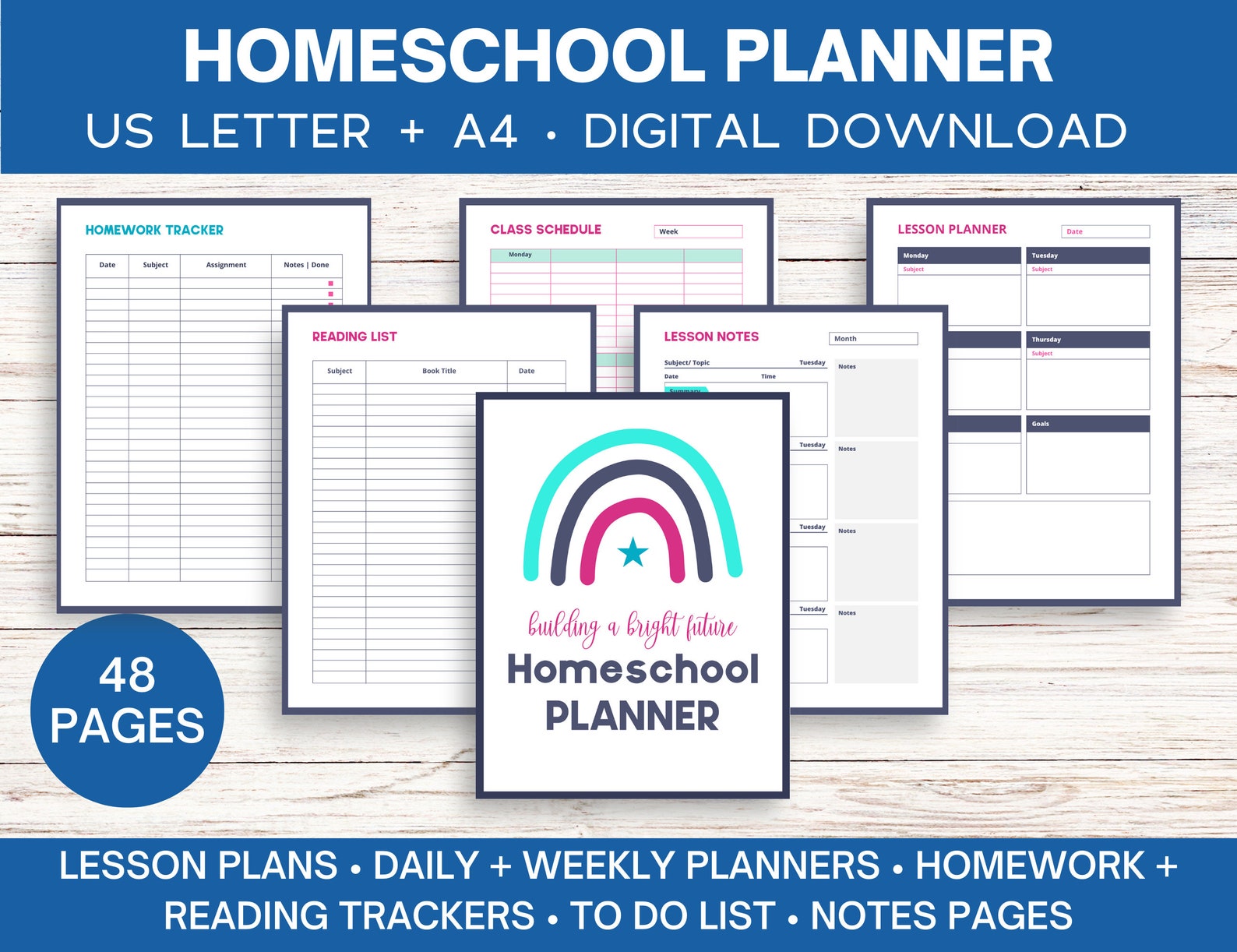 Homeschool Planner Printable, Undated Homeschool Binder, Multi Year ...
