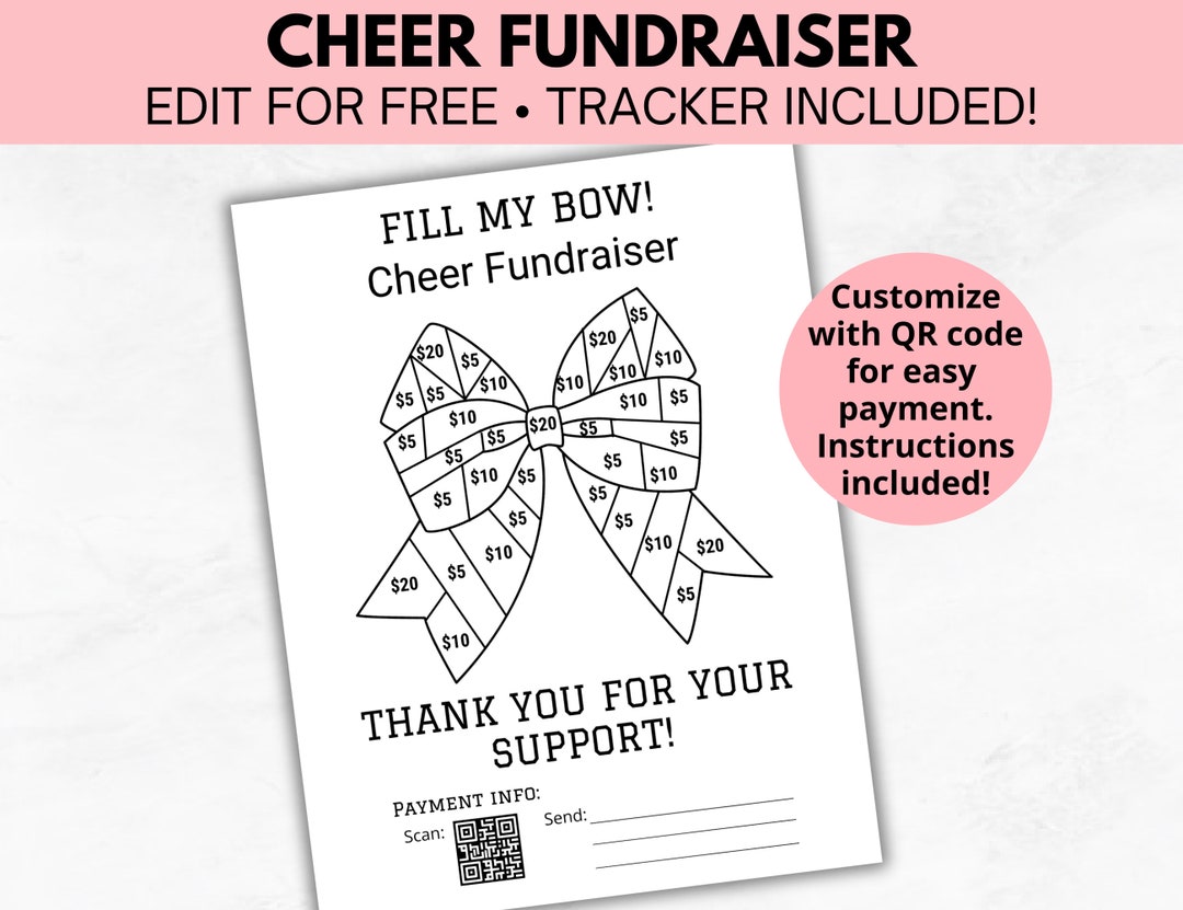 Editable Fill My Bow, Cheer Fundraiser Template With QR Code ...