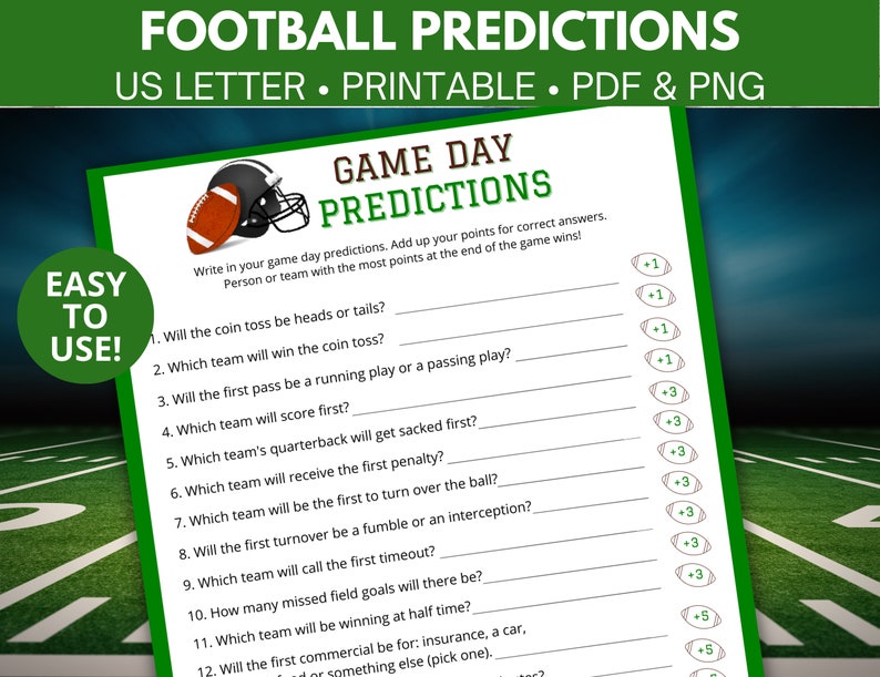 Football Party Game Printable, Bowl Game Predictions, Bowl Predictions ...