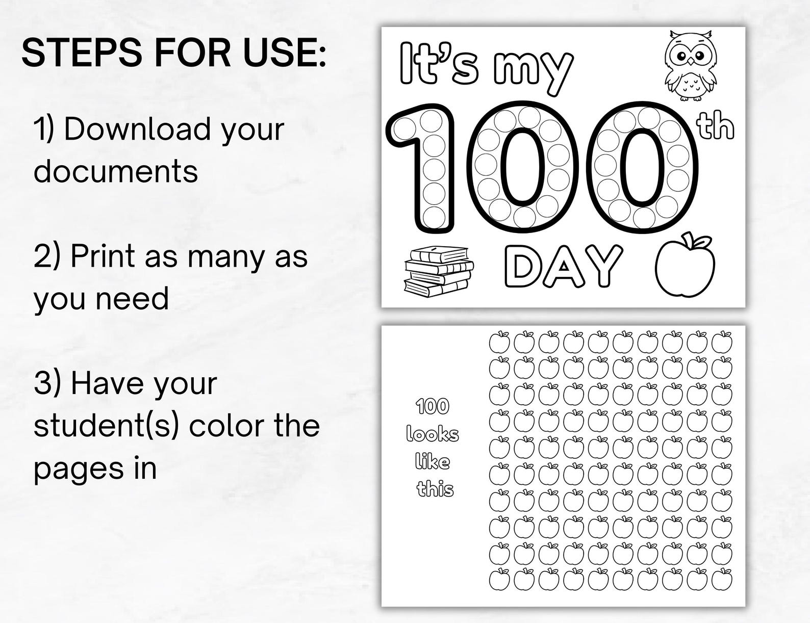 100th Day of School Dot Marker Coloring Pages, 100 Days of School ...