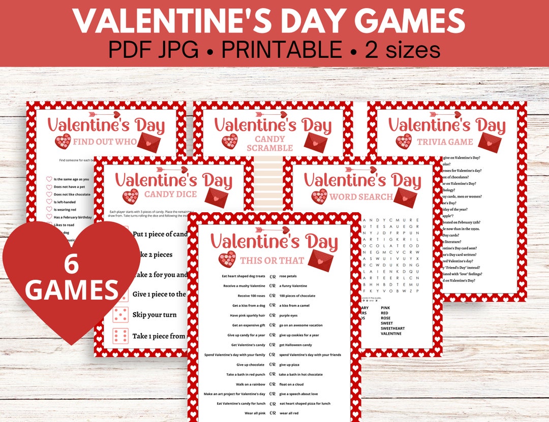 Valentine's Day Games for Kids, Printable Valentine's Game Bundle ...