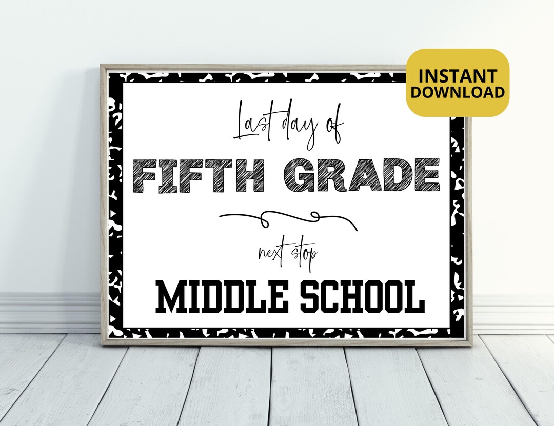 Last Day of 5th Grade Sign Printable, Class of 2025, End of School Year ...