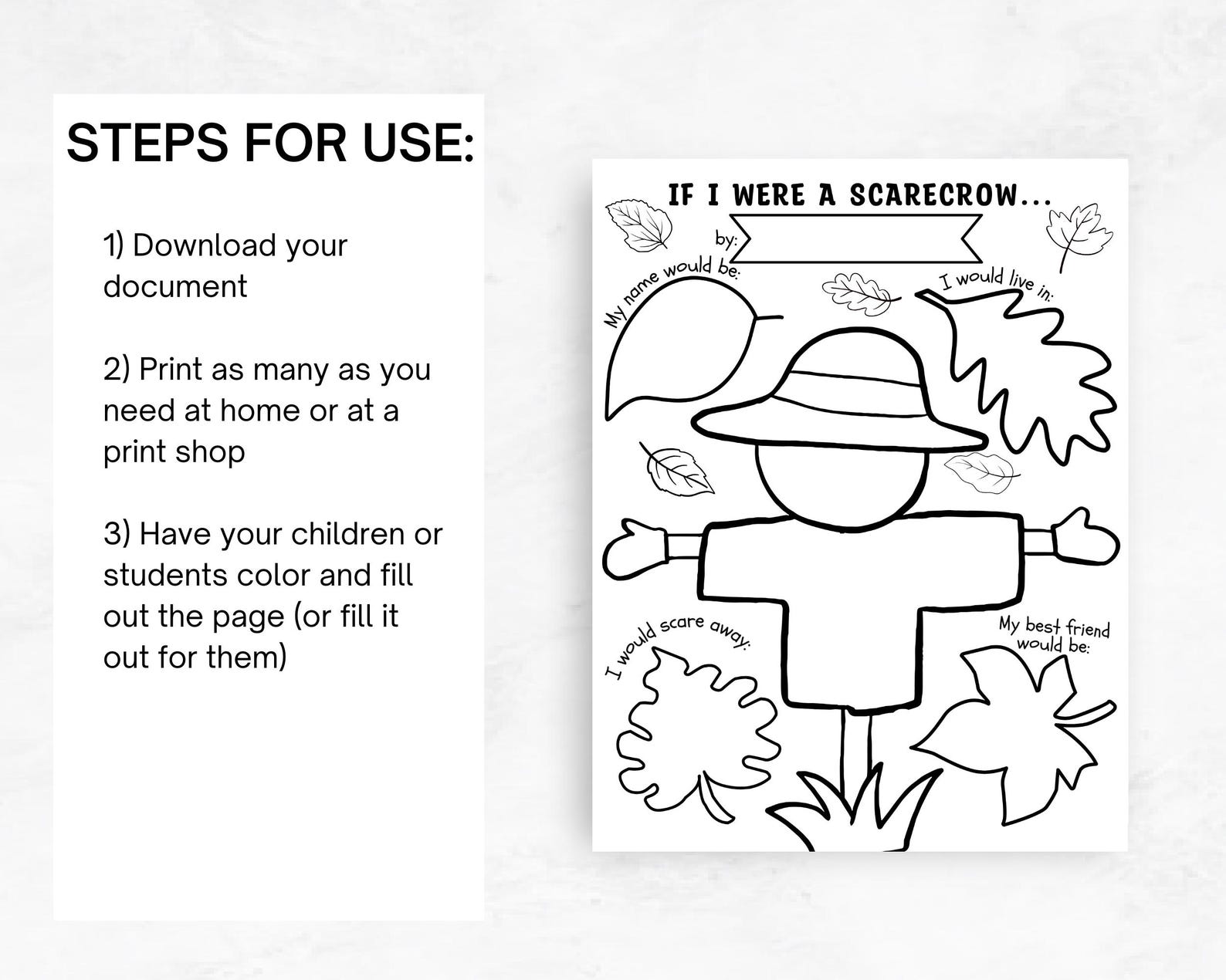 Design Your Own Scarecrow, Fall Harvest Craft, Kids Activity, Writing ...