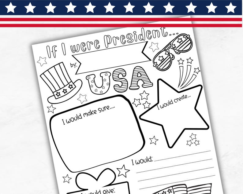 If I Were President Kids Writing Activity, President's Day Worksheet ...