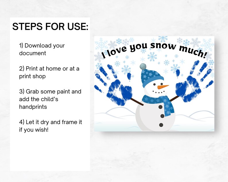 Winter Handprint Craft, Snowman Handprint Art, I Love You Snow Much ...