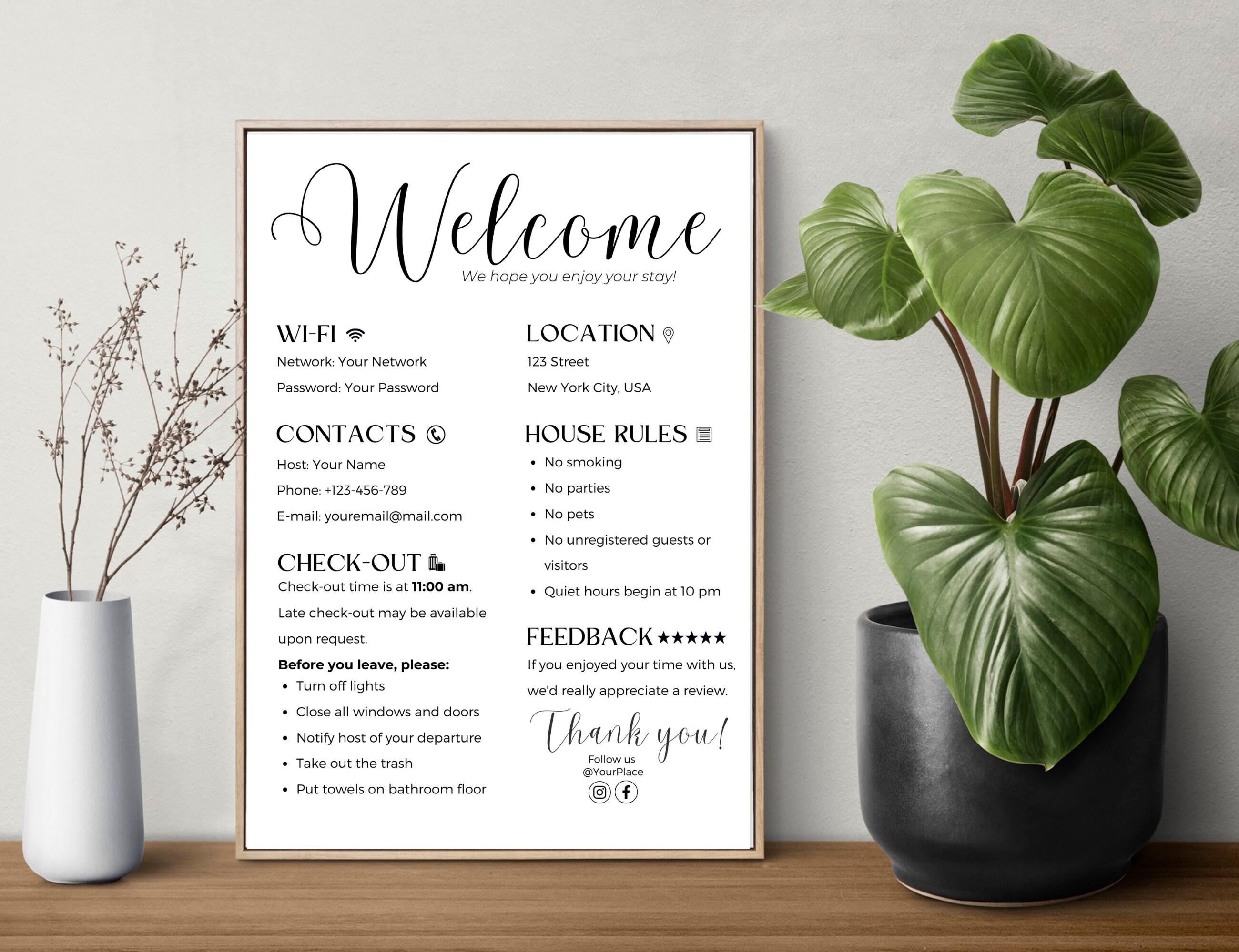 Property Management Welcome Sign Template, Editable Short Term Rental ...