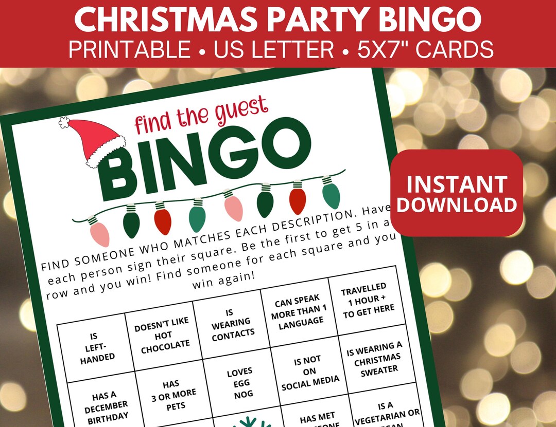 Christmas Mix and Mingle Bingo, Printable Holiday Party Find the Guest ...