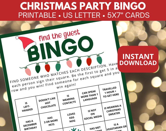 Editable Jingle and Mingle Bingo, Christmas Find the Guest Bingo Game ...