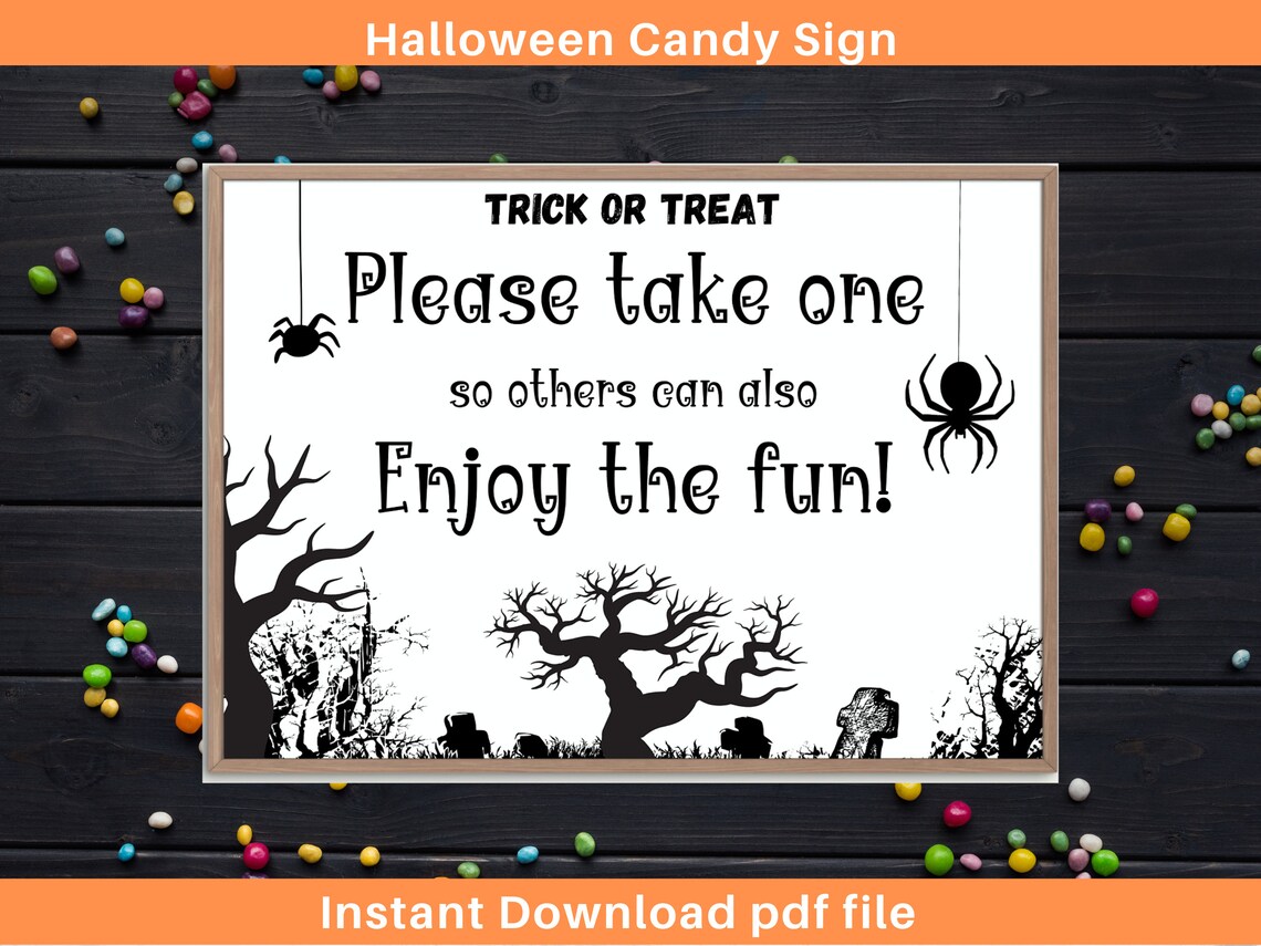 Halloween Door Sign Printable, Trick or Treat Sign, Please Take One ...