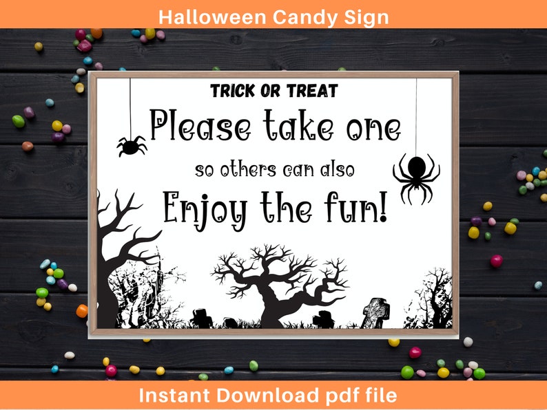 Halloween Door Sign Printable, Trick or Treat Sign, Please Take One ...