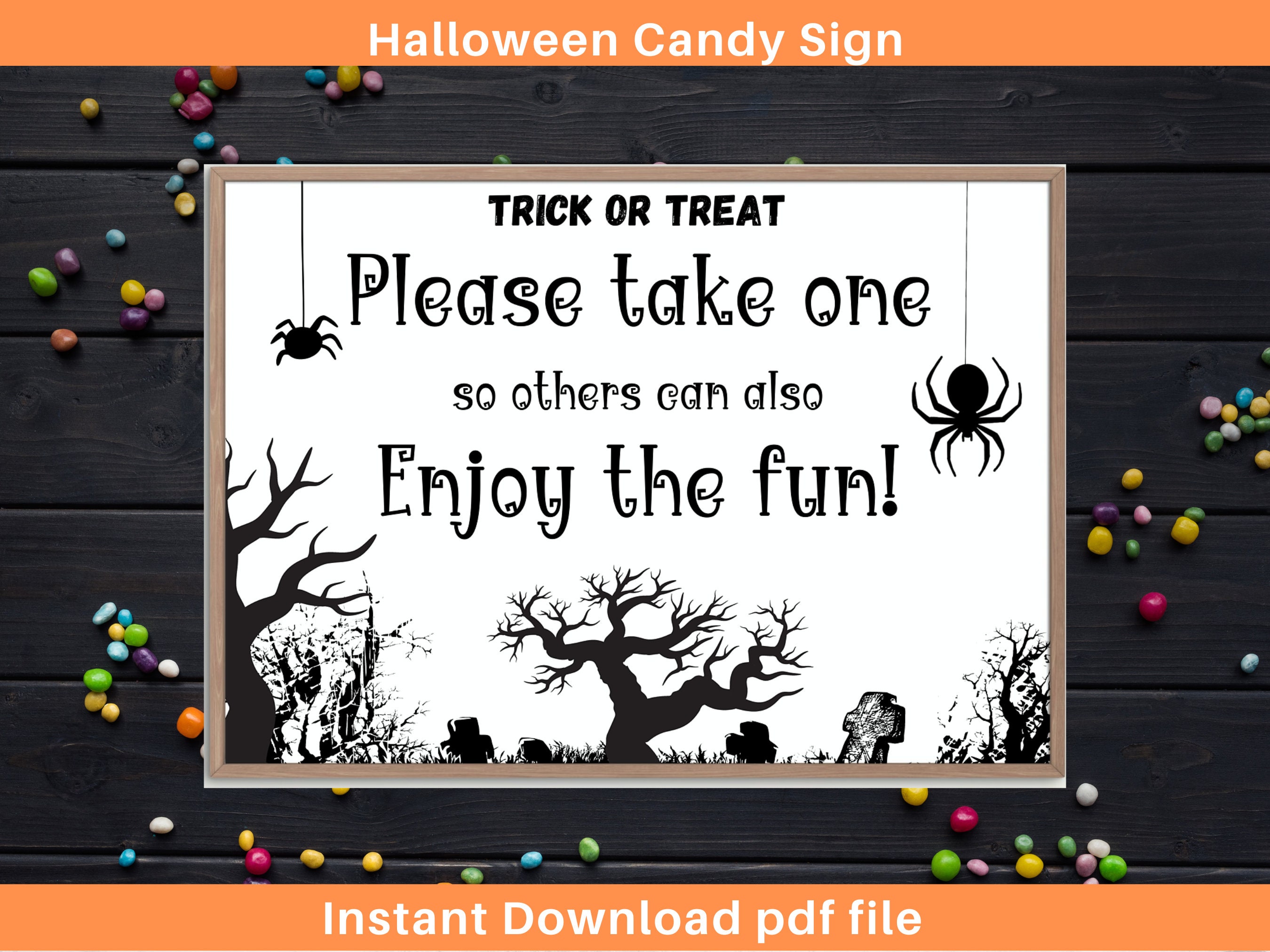 Halloween Door Sign Printable, Trick or Treat Sign, Please Take One ...