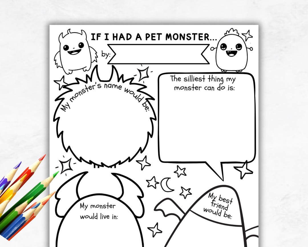 Cute Halloween Monster Printable, Kids Activity, If I Had a Pet Monster ...